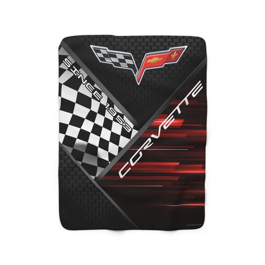 C6 Corvette Checkered Flag Sherpa Fleece Blanket, Cozy Gift for Him or ...