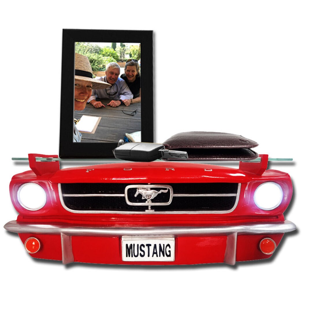 1964.5 Ford Mustang Floating Wall Shelf, Red, 19.5x7.9x5.9 Inches, Car ...