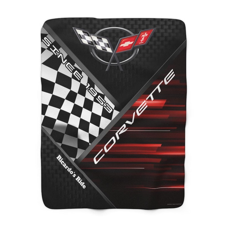 Personalized C5 Corvette Checkered Flag Racing Sherpa Blanket, Great ...