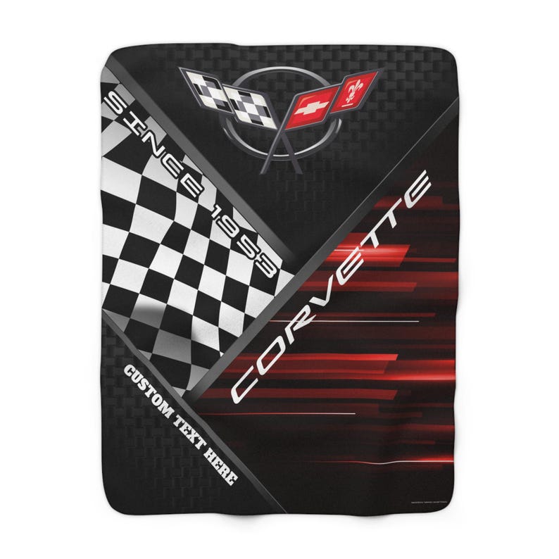 Personalized C5 Corvette Checkered Flag Racing Sherpa Blanket, Great ...