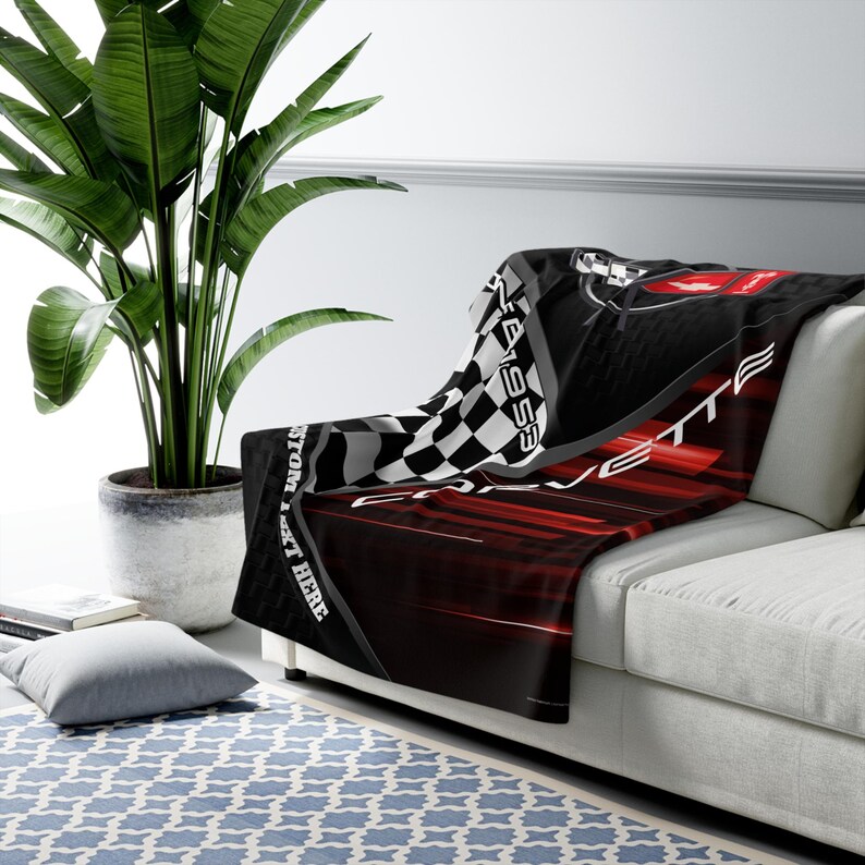 Personalized C5 Corvette Checkered Flag Racing Sherpa Blanket, Great ...