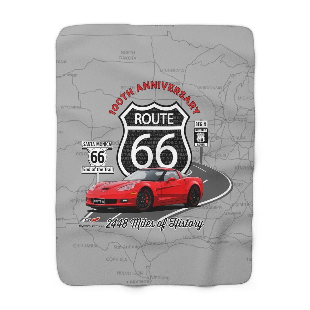C6 Corvette US Route 66 100th Anniversary Sherpa Blanket, 50 X 60 ...