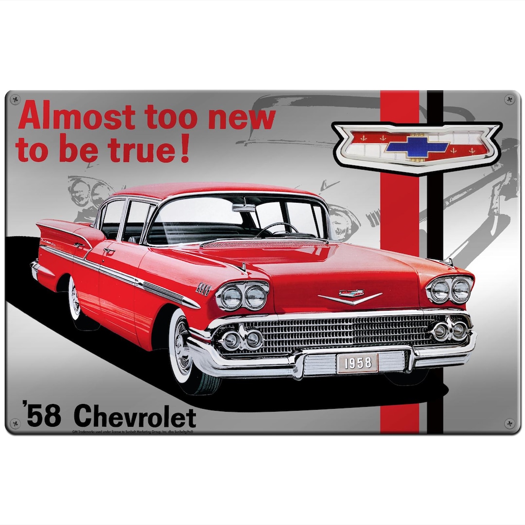 1958 Chevrolet Bel Air 18"x12" Premium Aluminum Wall Art, Vintage Chevy ...