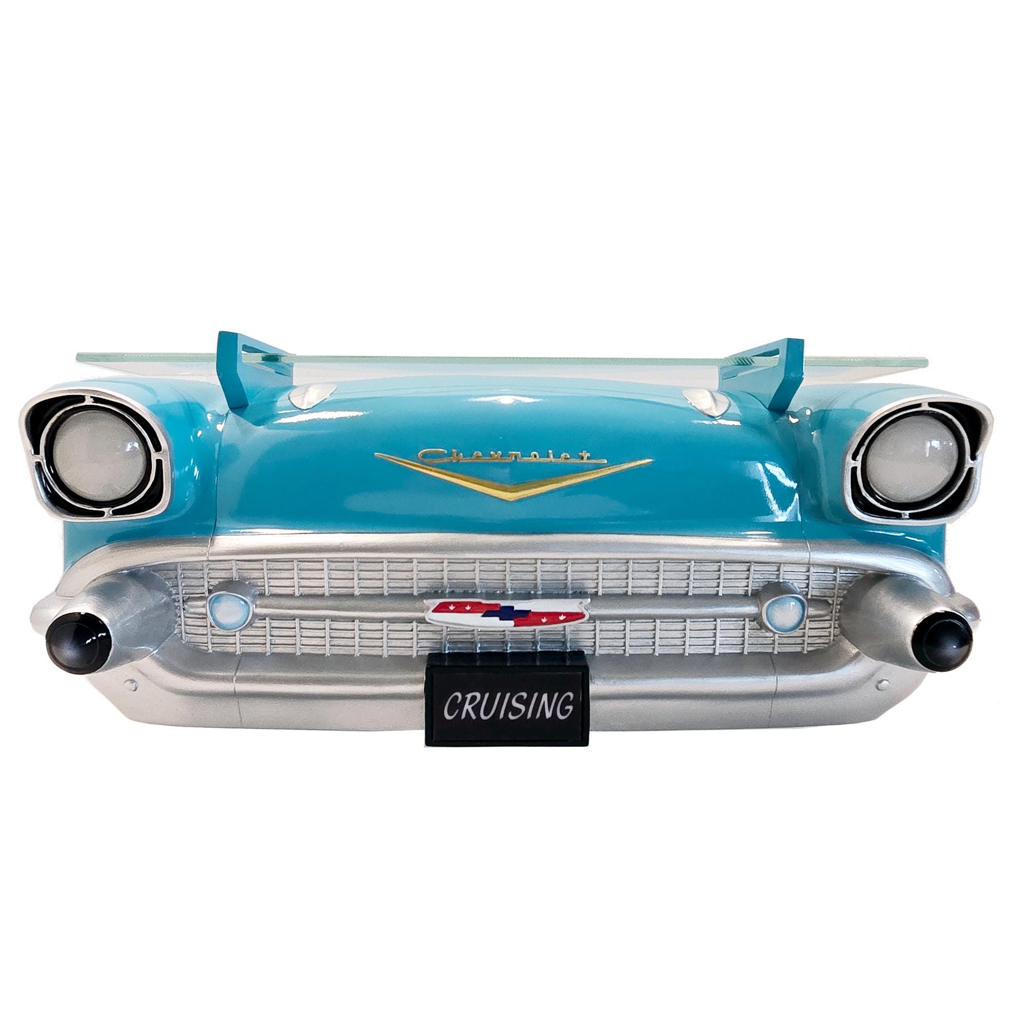1957 Chevy Bel Air Floating Wall Shelf, Turquoise, 20x6.1x8 Inches, LED ...