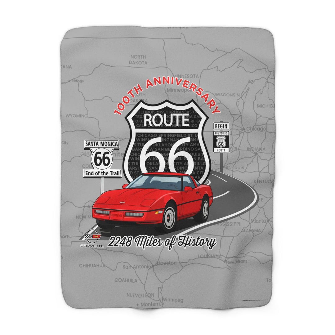 C4 Chevy Corvette Route 66 100th Anniversary Sherpa Fleece Blanket ...