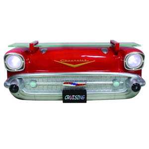 1957 Chevy Bel Air Floating Wall Shelf, Red, 20x6.1x8 Inches, Tempered ...