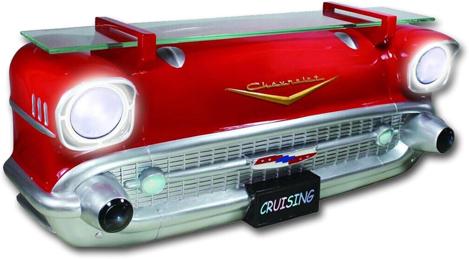 1957 Chevy Bel Air Floating Wall Shelf, Red, 20x6.1x8 Inches, Tempered ...