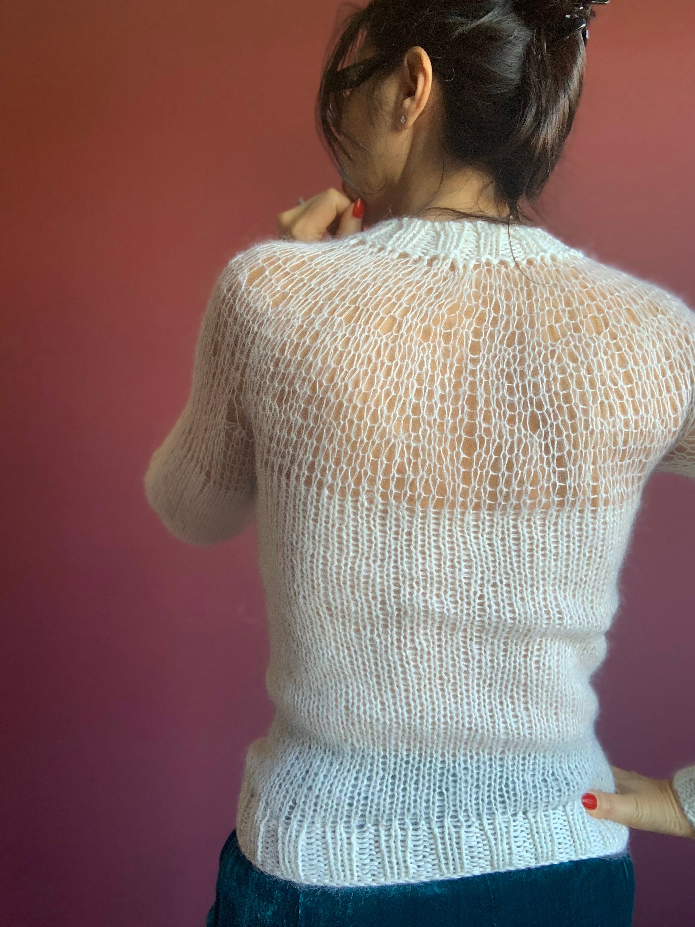 Handmade Knitted White Sweater - Etsy