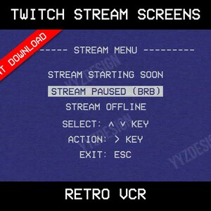 Twitch Overlay VCR/VHS | Twitch Intermission Overlay | Twitch Animated ...