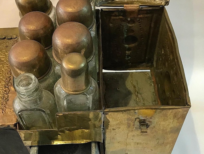 Antique Shoe Shine Box, Shoeshine Box, Shoe Care Box, Shoe Care Kit ...