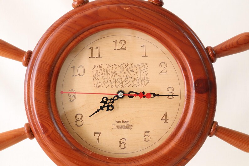 Ships Wheel Clock, Wooden Ships Wheel Clock, Nautical Clock, Nautical ...