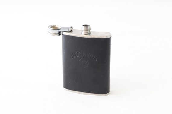 Jack Daniels Flask Vintage Hip Flask Black Leather Flask | Etsy