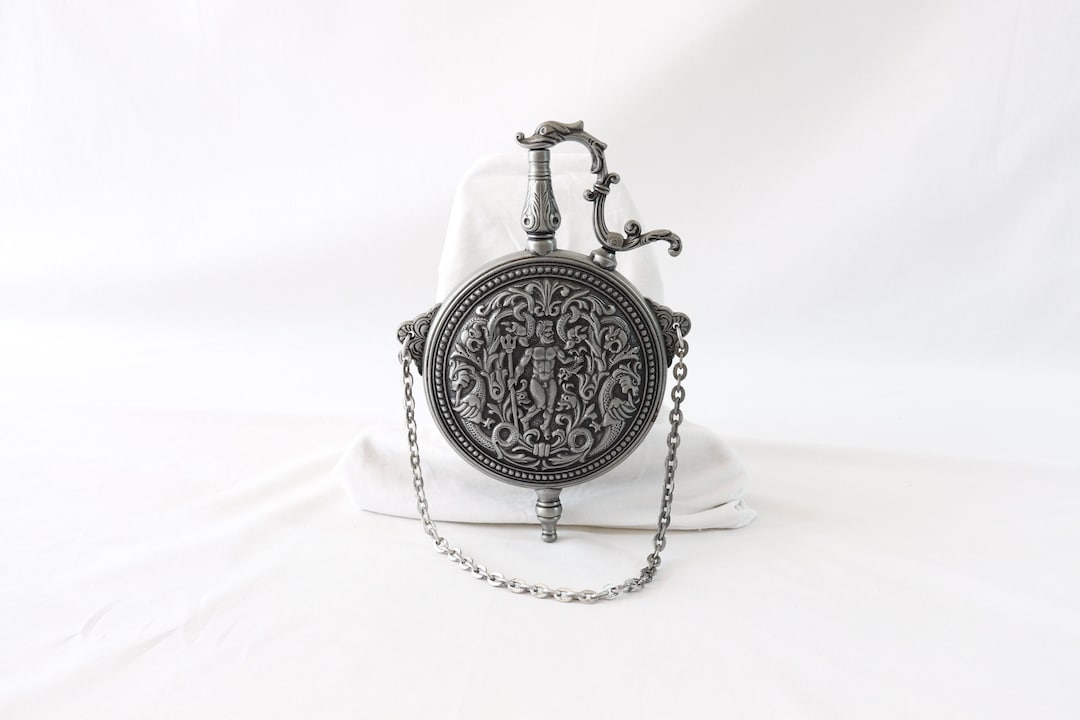 Round Gunpowder Case, Black Powder Flask, Gunpowder Flask, Military ...