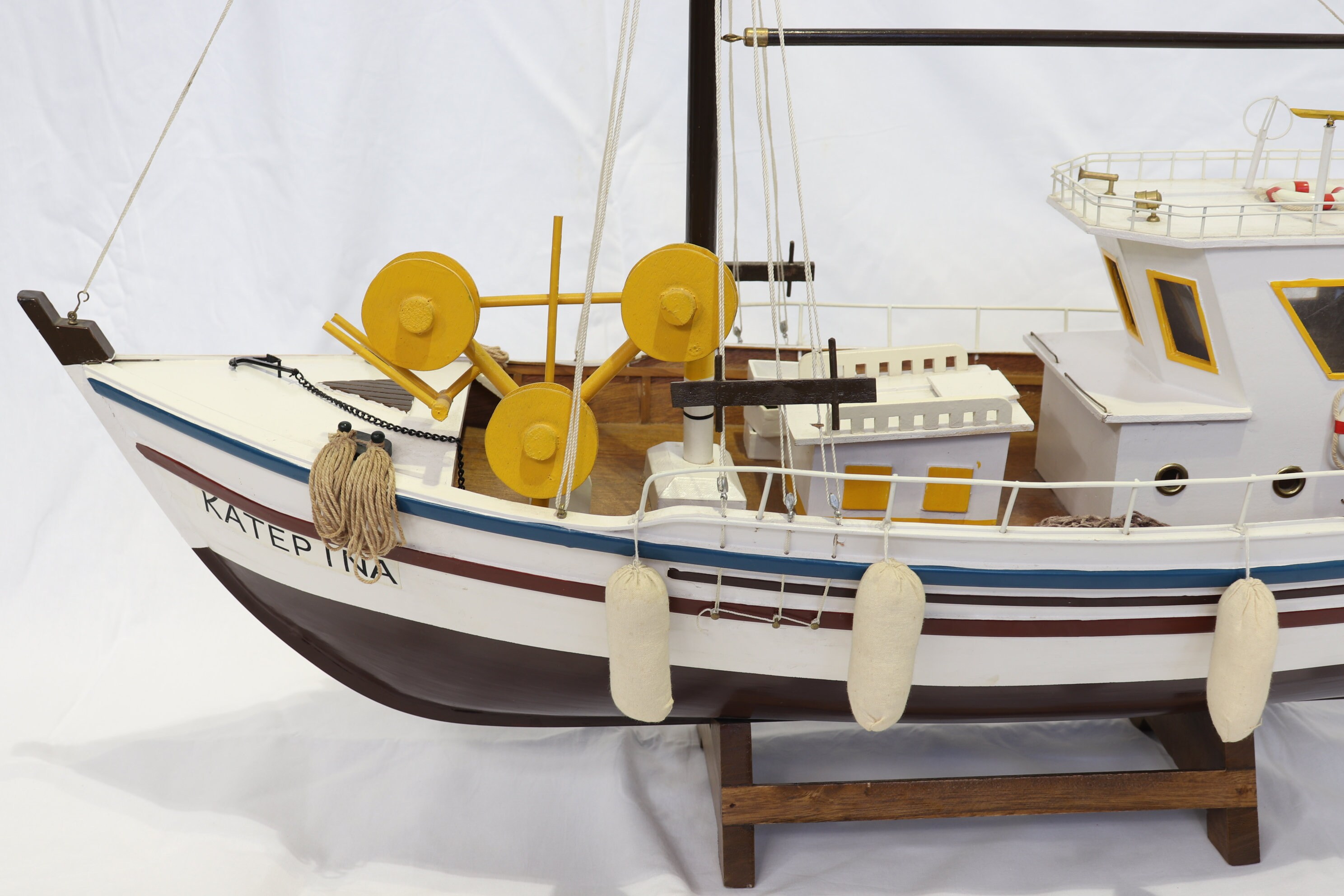Vintage Wooden Handmade Fishing Boat Model, Wooden Handmade Ship Model ...