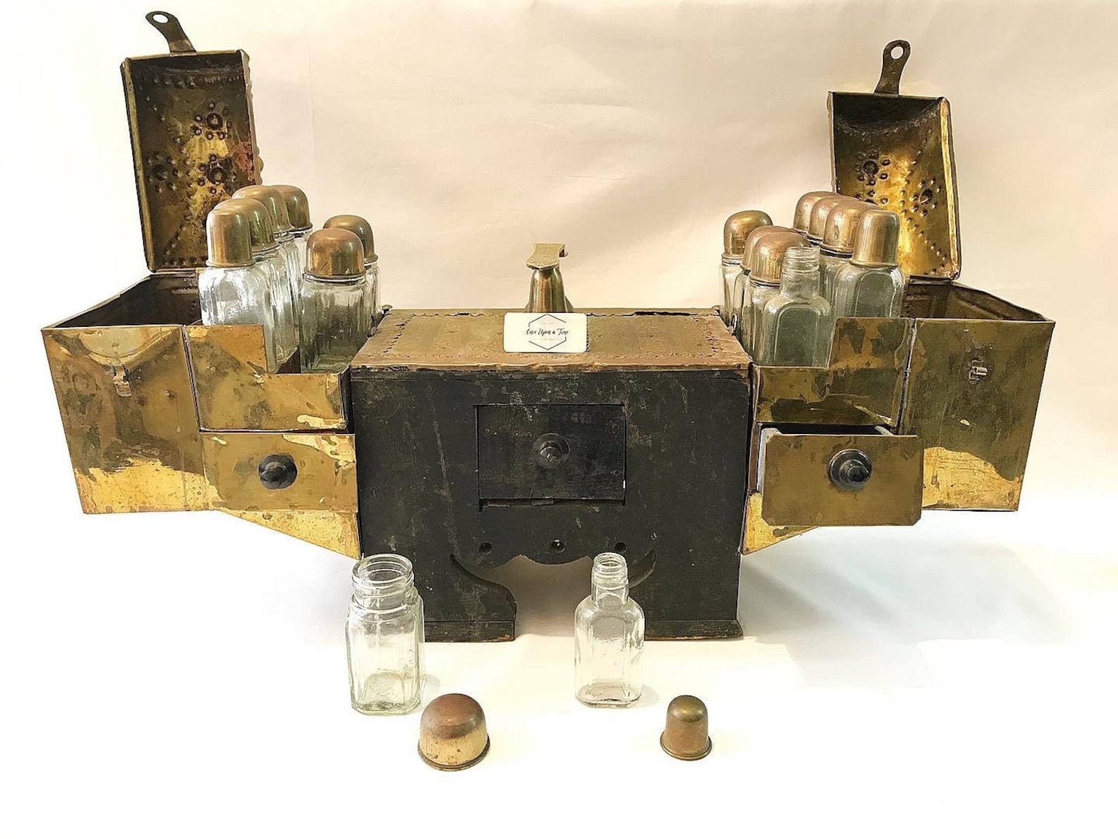 Antique Shoe Shine Box, Shoeshine Box, Shoe Care Box, Shoe Care Kit ...