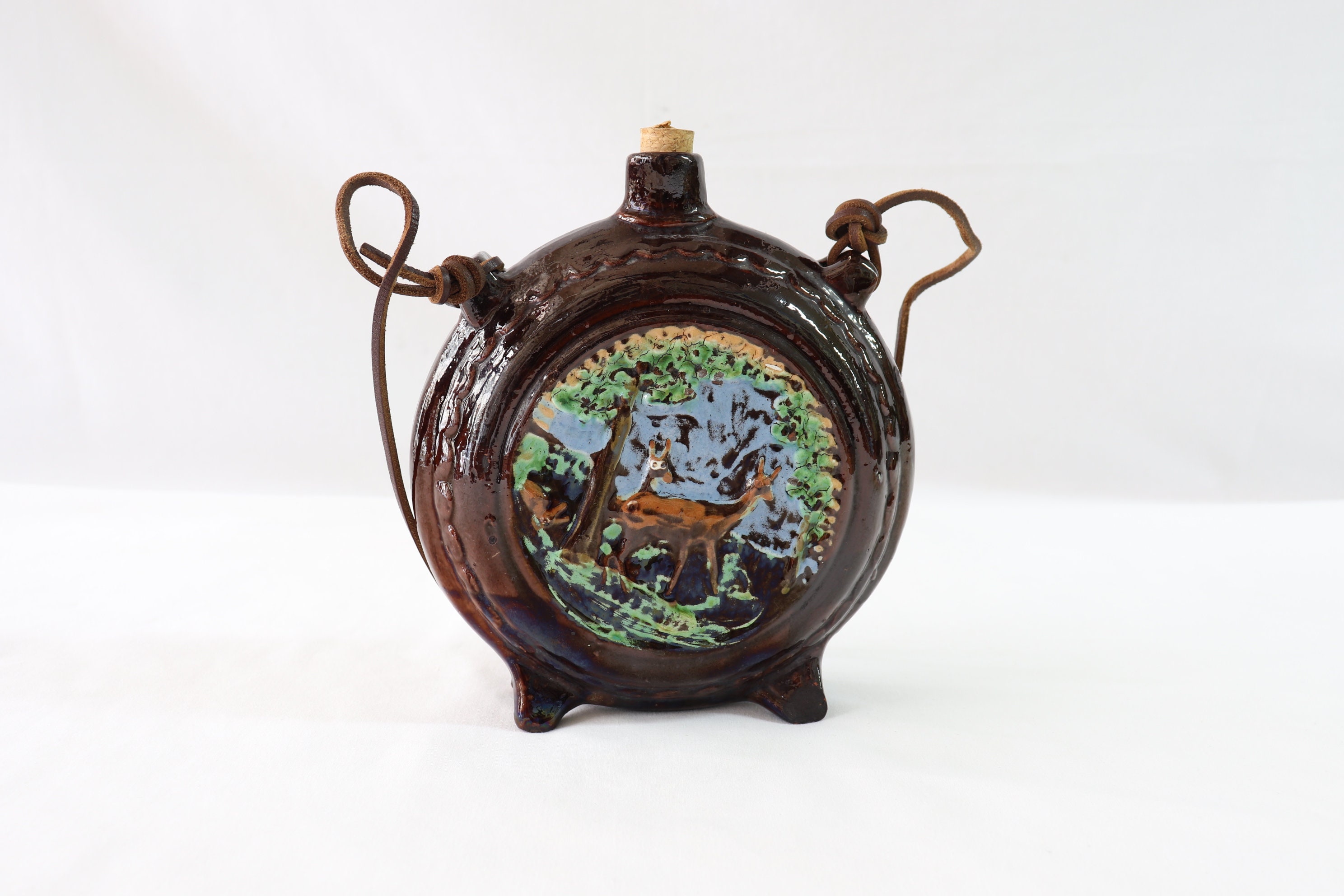 Antique Ceramic Flask Hand Painted Flask Decorative Flask - Etsy