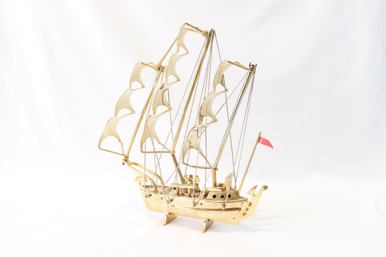 24K Gold Plated Sailboat Model, Brass Sailboat, Gold Sailboat, Vintage ...
