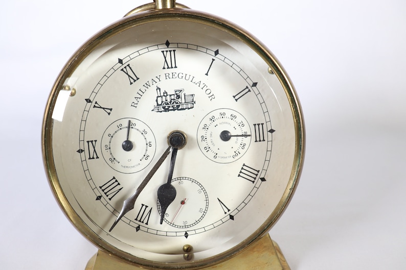 Vintage Weather Station Clock Vintage Brass Table Clock - Etsy