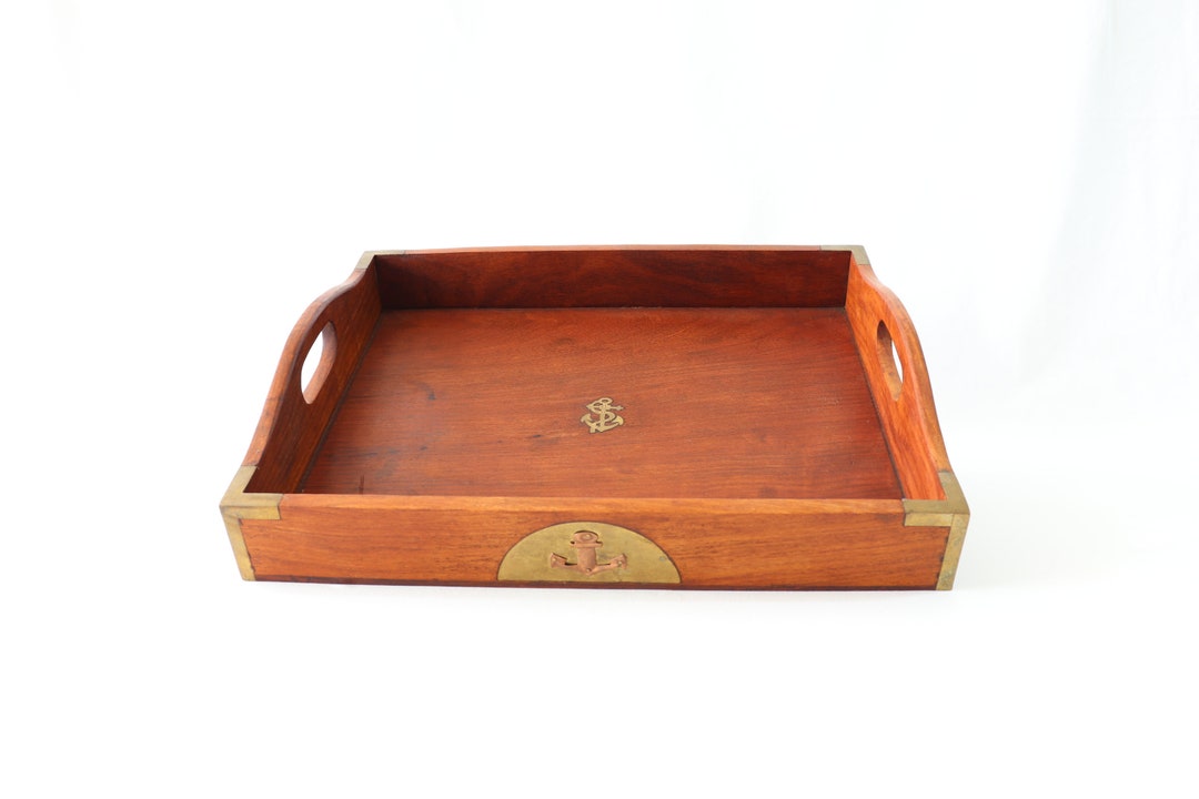 Vintage Nautical Tray, Coffee Table Tray, Marquetry Tray, Wooden Tray ...