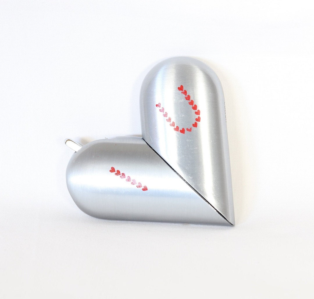 Vintage German Lighter, Silver Lighter, Heart Shape, Stainless Steel ...