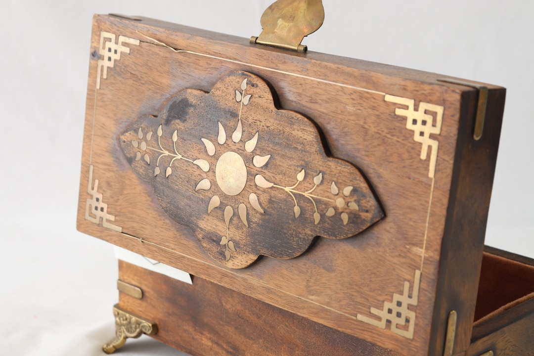 Oak Wood Jewelry Box, Wooden Jewelry Box, Large Jewelry Box, Vintage ...