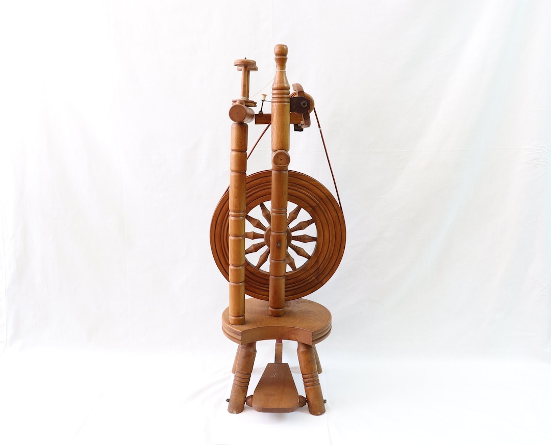 Vintage Spinning Wheel, Wooden Spinning Wheel, Handmade Spinning Wheel ...
