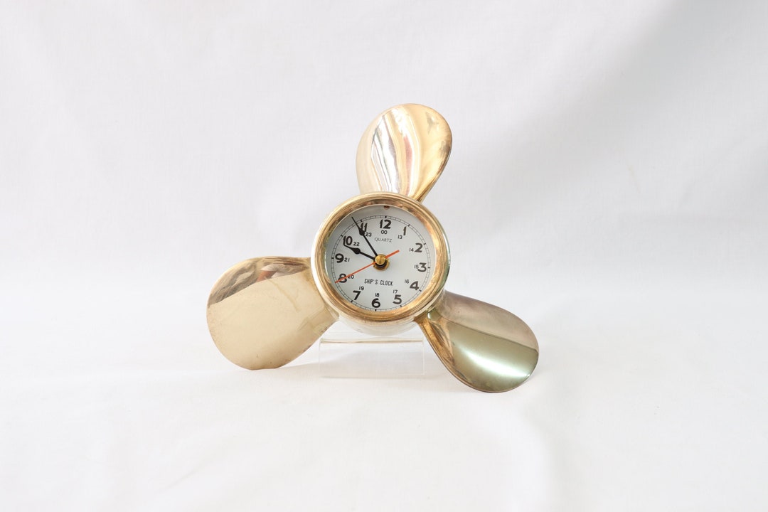 Vintage Propeller Clock, Nautical Wall Clock, Brass Propeller, Brass ...