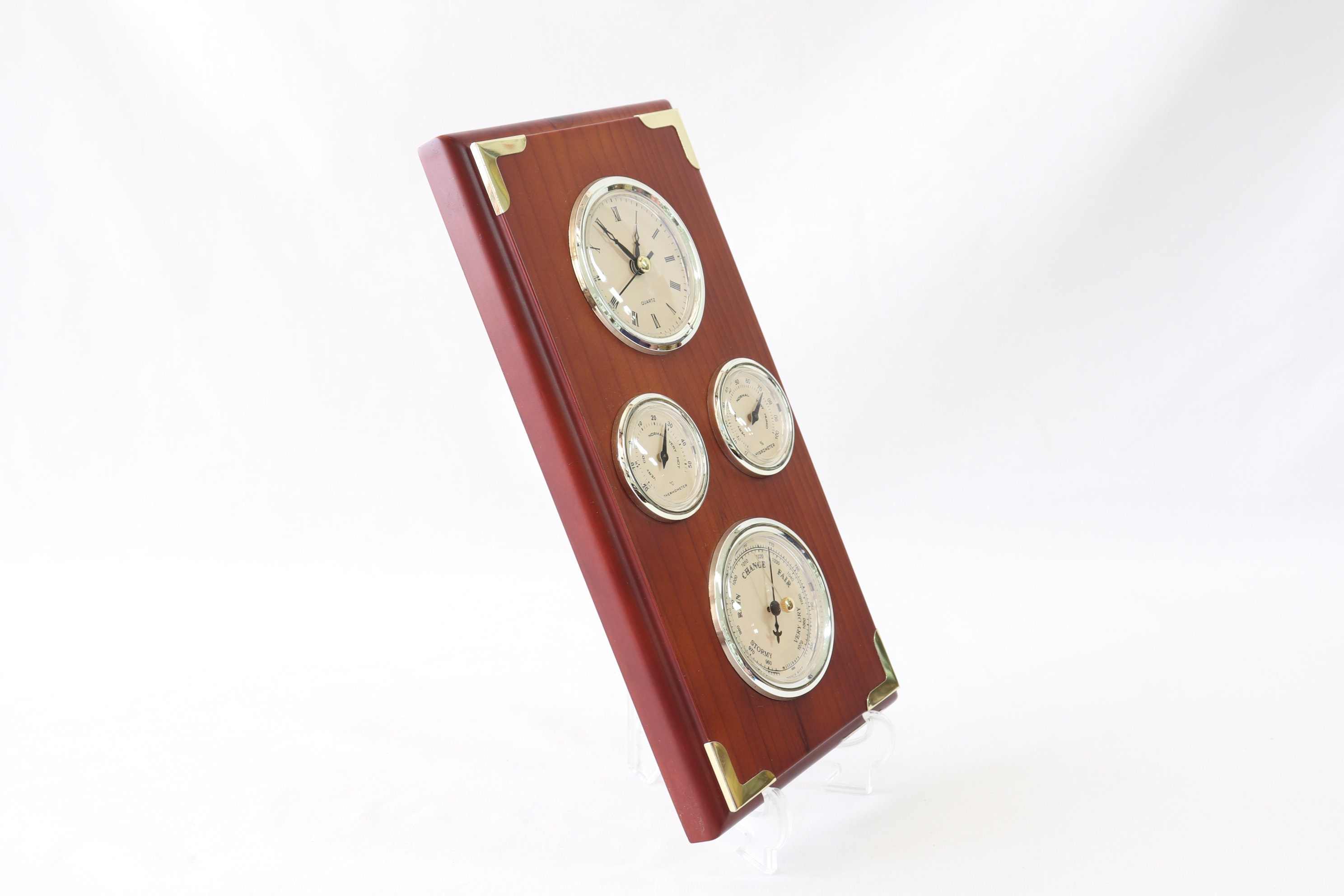Vintage Weather Station Clock, Thermometer, Barometer, Hygrometer ...