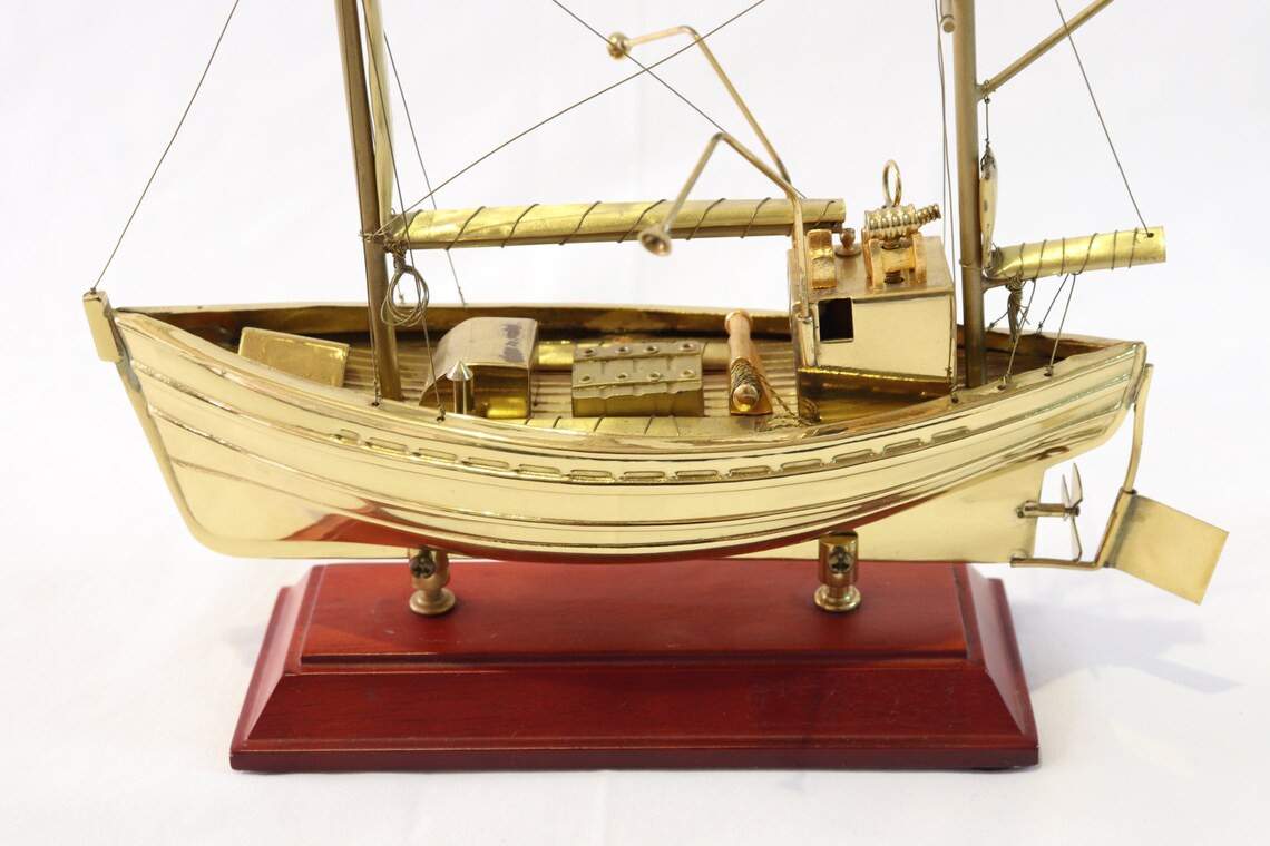 Fishing Boat Model, Hellen, Brass Ship Model, Gold Plated, Metal Ship ...