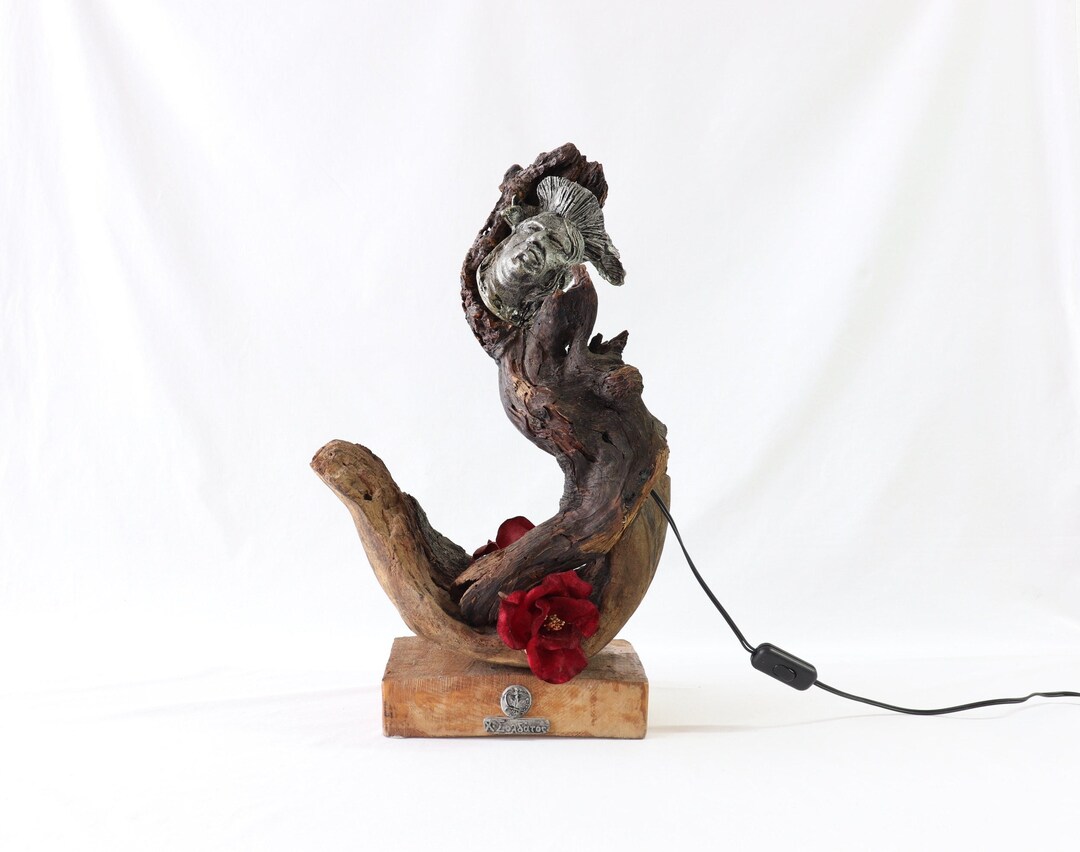 Native American Table Lamp, Tree Root Table Lamp, Wooden Table Lamp ...