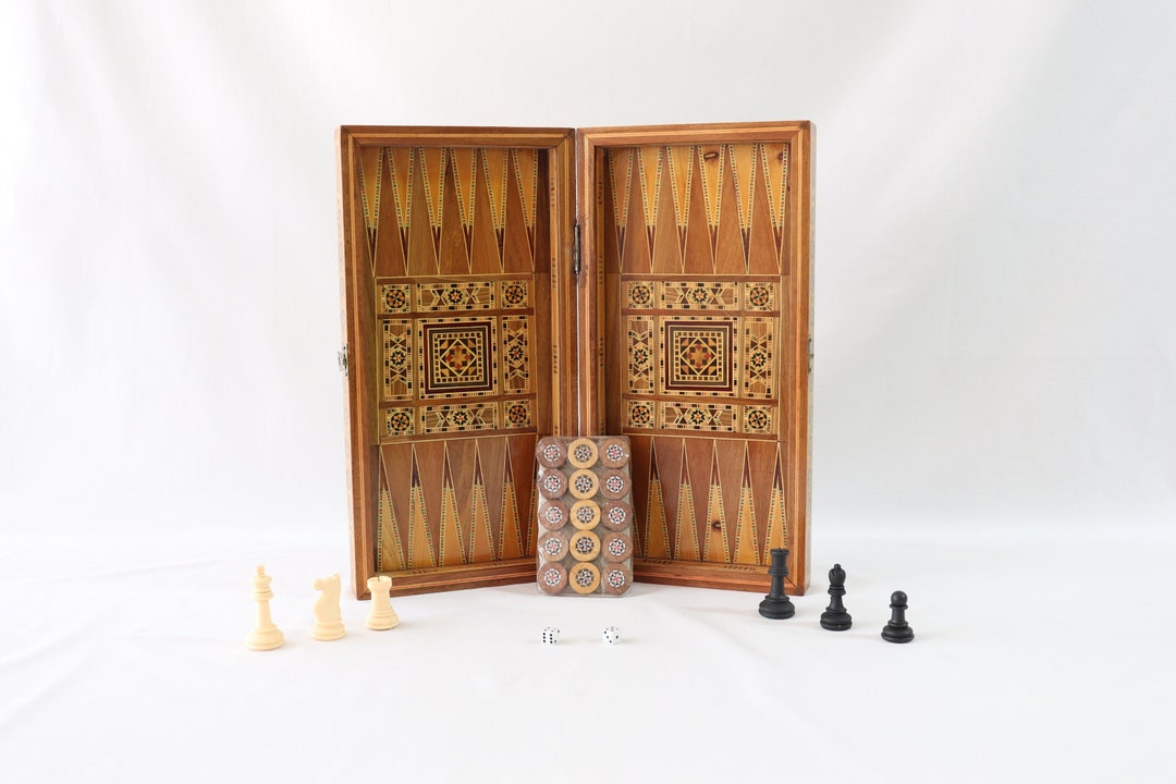 Vintage Backgammon Set, Vintage Chess Set, Wooden Backgammon, Wooden Chess, Handmade Backgammon ...