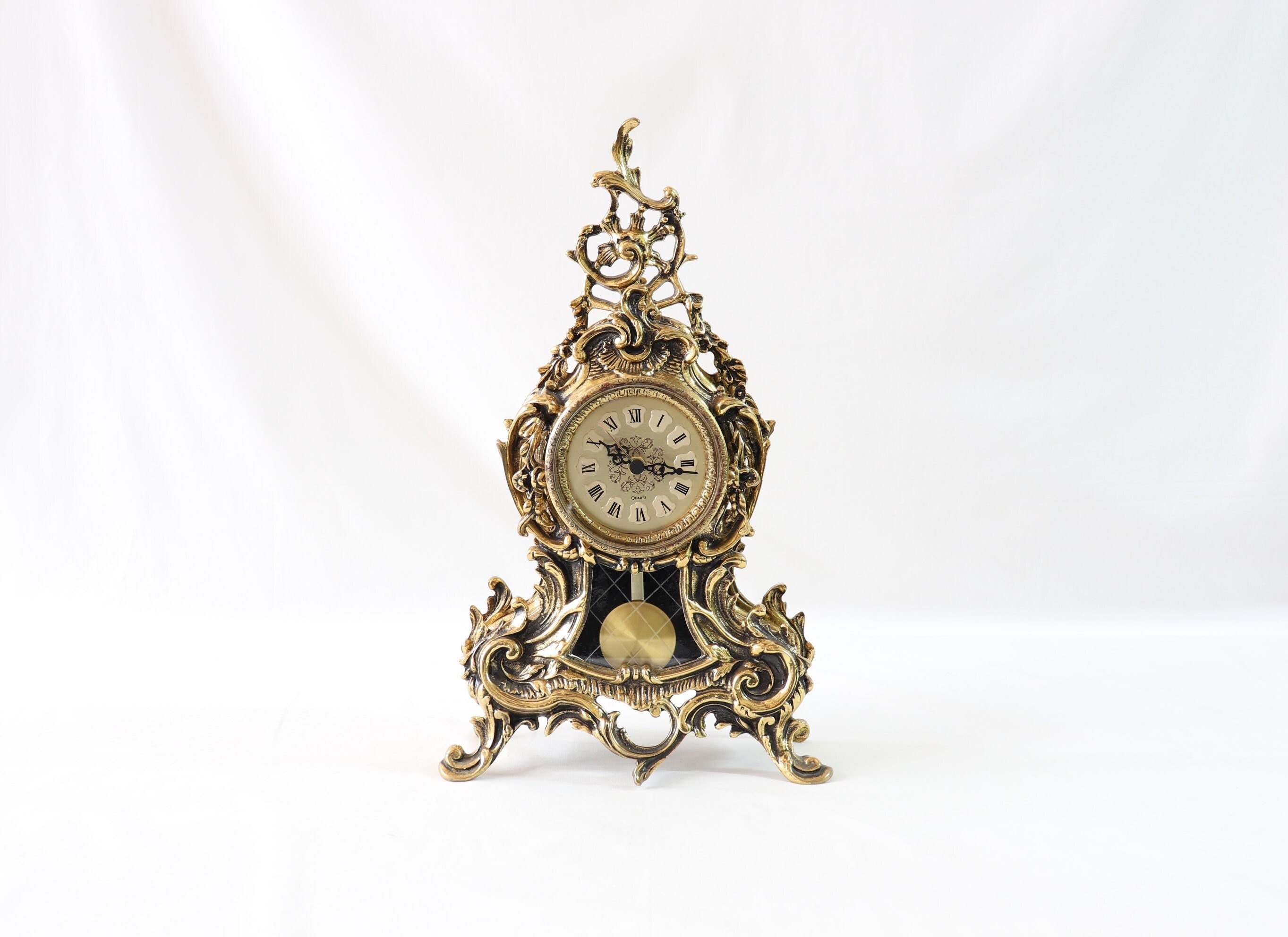 Vintage Brass Table Clock Roccoco Table Clock Gold Table | Etsy