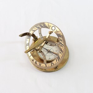 Sundial Compass With Wooden Box, Brass Sundial, Nautical Sundial ...