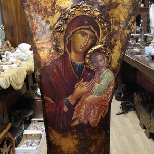 Wooden Virgin Mary Icon, Virgin Mary Wall Art, Orthodox Icon, Byzantine ...