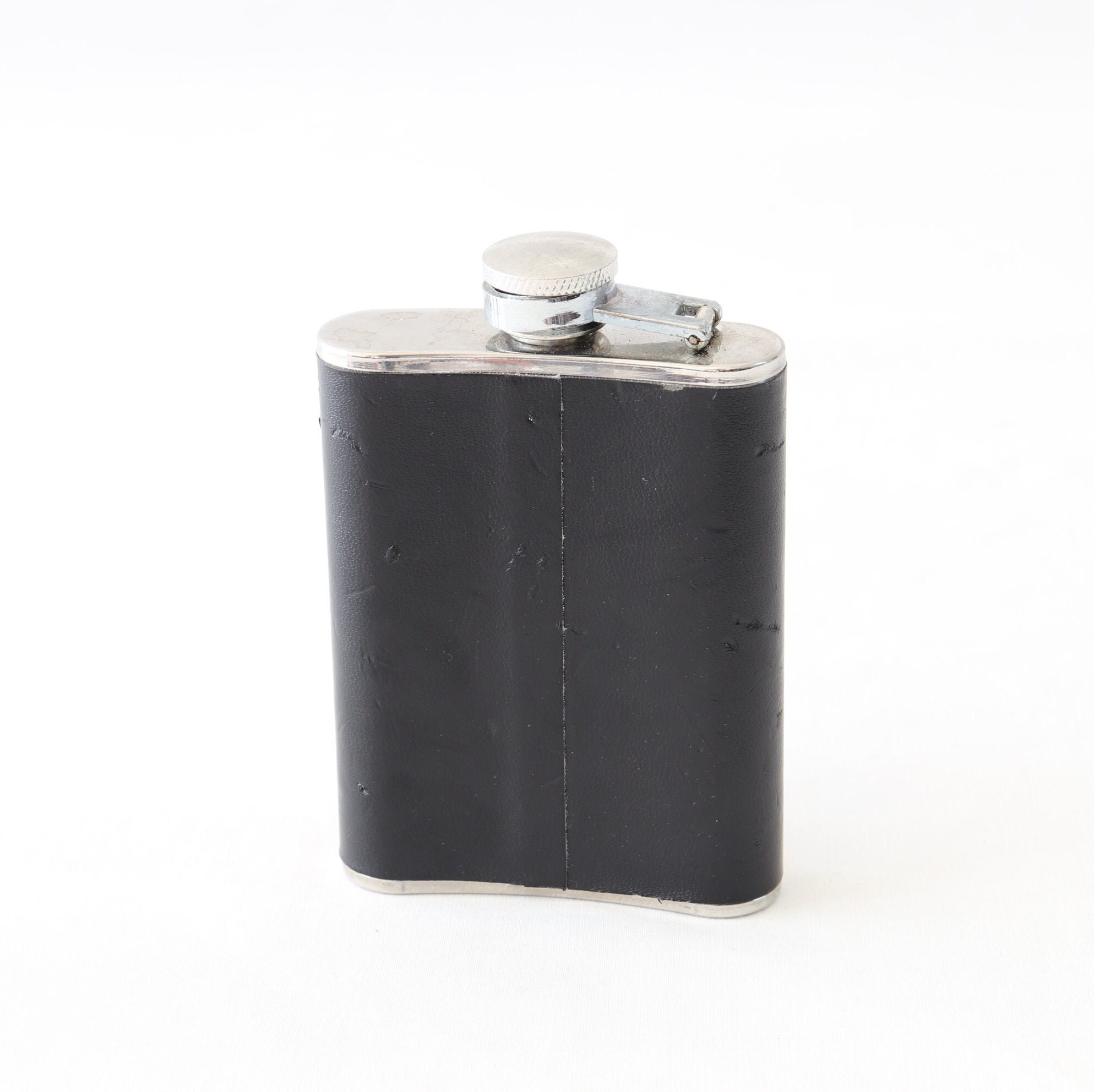 Jack Daniels Flask, Vintage Hip Flask, Black Leather Flask, Hip Flask ...
