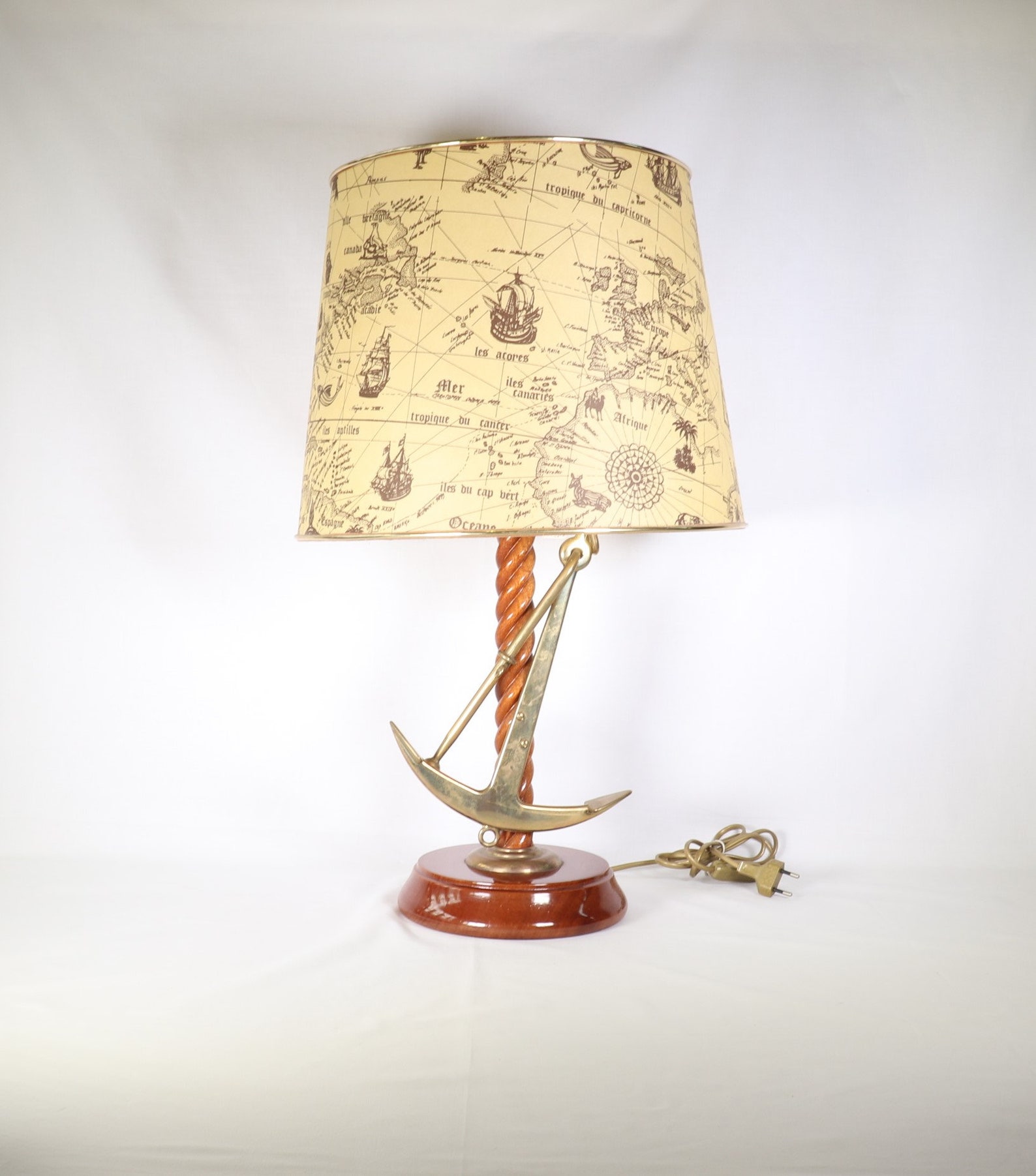 Nautical Table Lamp, Nautical Anchor, Vintage Table Lamp, Nautical Desk ...