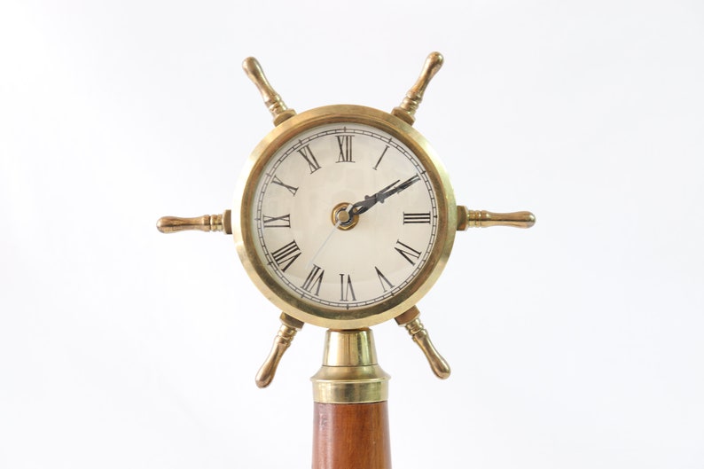 Ships Wheel Clock, Nautical Desk Clock, Maritime Clock, Nautical Ships ...