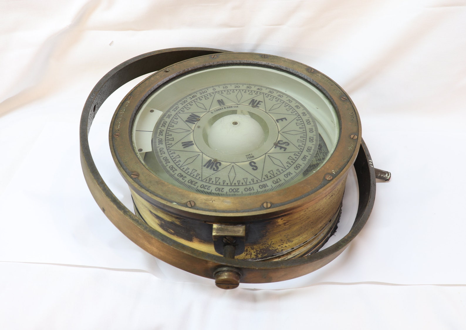 Antique Solid Brass Gimbal Compass, Ships Compass, Nautical Compass ...