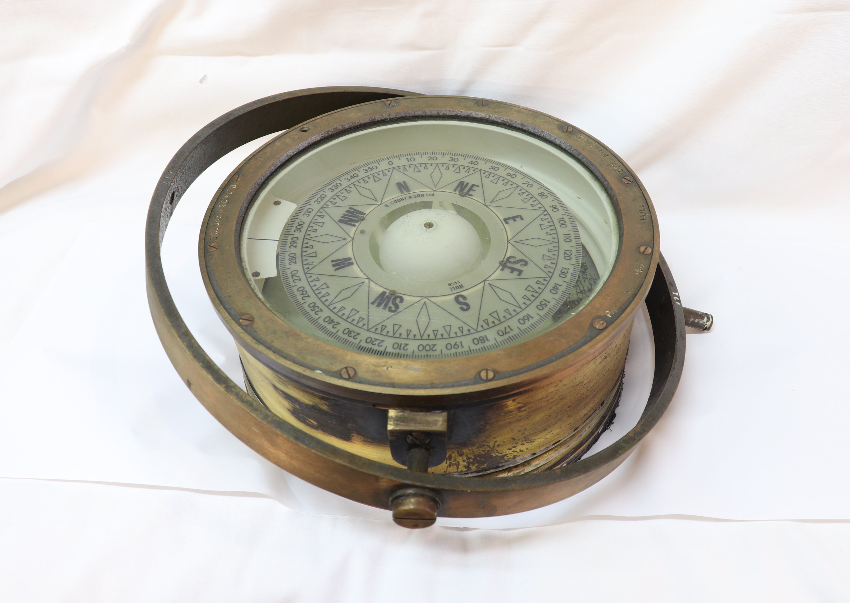 Antique Solid Brass Gimbal Compass, Ships Compass, Nautical Compass ...