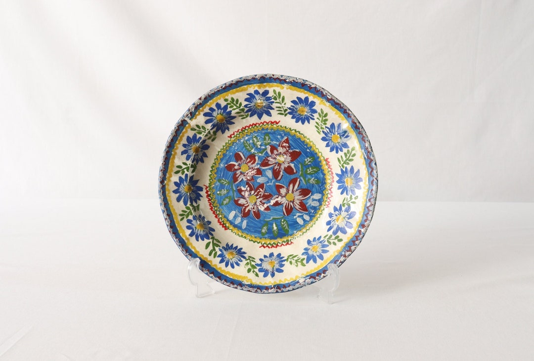 Vintage Romanian Plate, Majolica Plate, Majolica Pottery, Wall Hanging ...