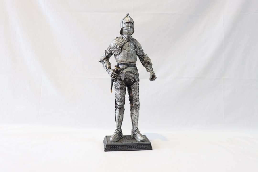Medieval Knight, Knight Statue, Knight Figurine, Silver Knight, Vintage ...