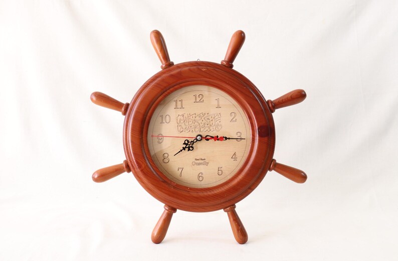 Ships Wheel Clock, Wooden Ships Wheel Clock, Nautical Clock, Nautical ...