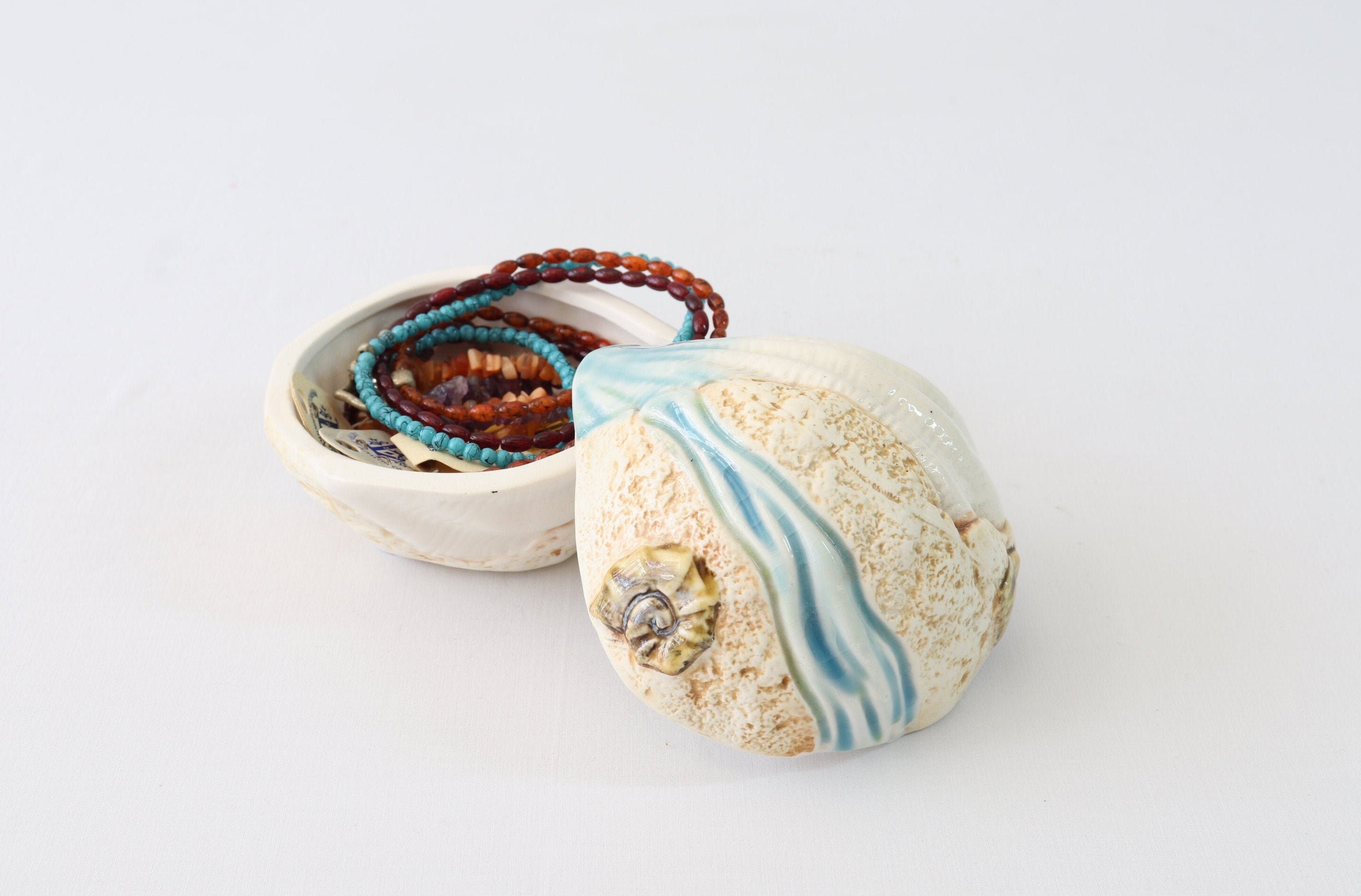 Clam Jewelry Box, Ceramic Clam Shell, Clam Shell, Clam Shell Trinket ...