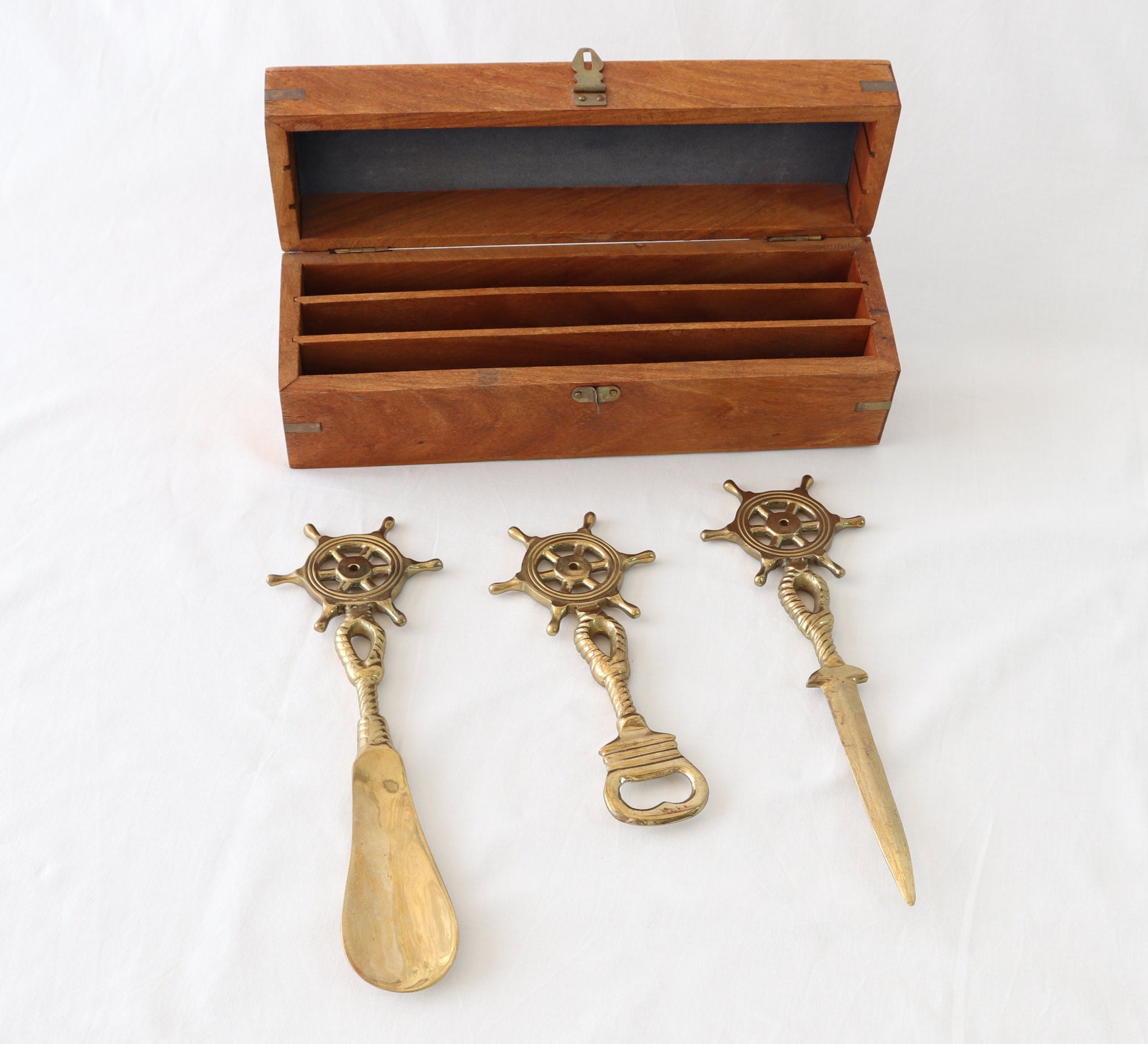 Vintage Desk Set Brass Desk Set Nautical Desk Accessories - Etsy