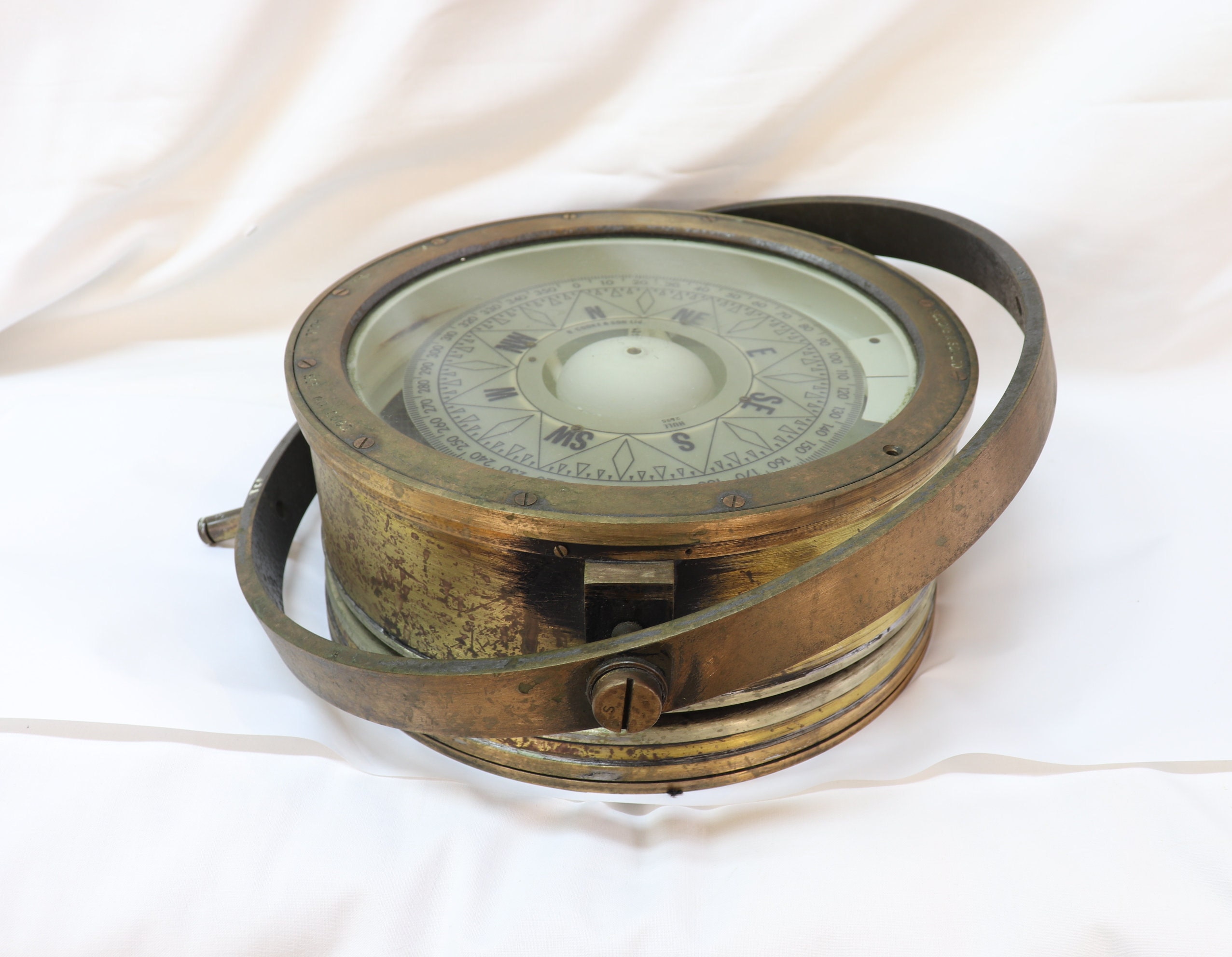 Antique Solid Brass Gimbal Compass Ships Compass Nautical | Etsy