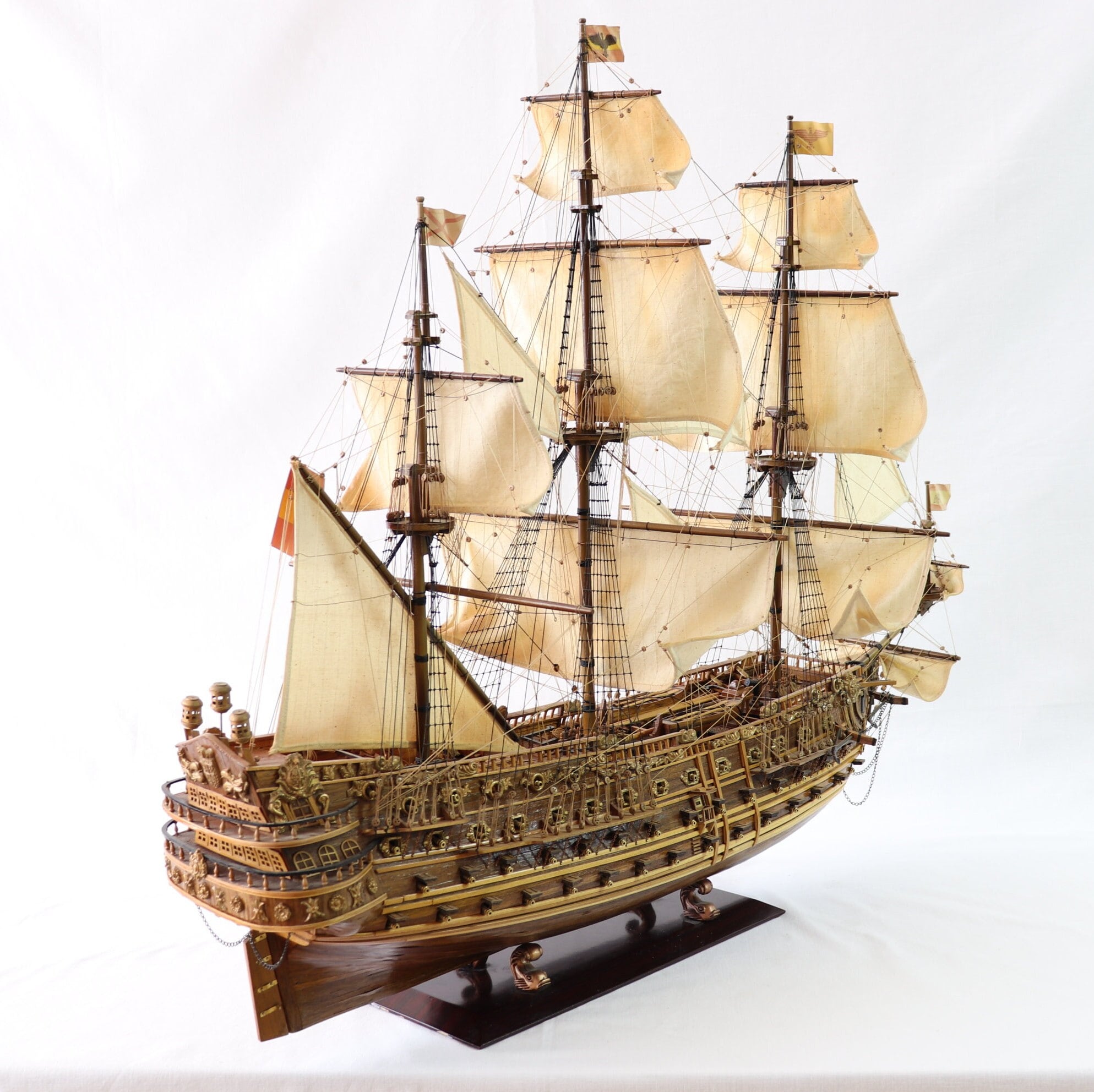 San Felipe Ship Model, Wooden Ship Model, Handmade Ship Model, Antique ...
