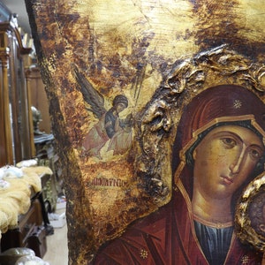 Wooden Virgin Mary Icon, Virgin Mary Wall Art, Orthodox Icon, Byzantine ...