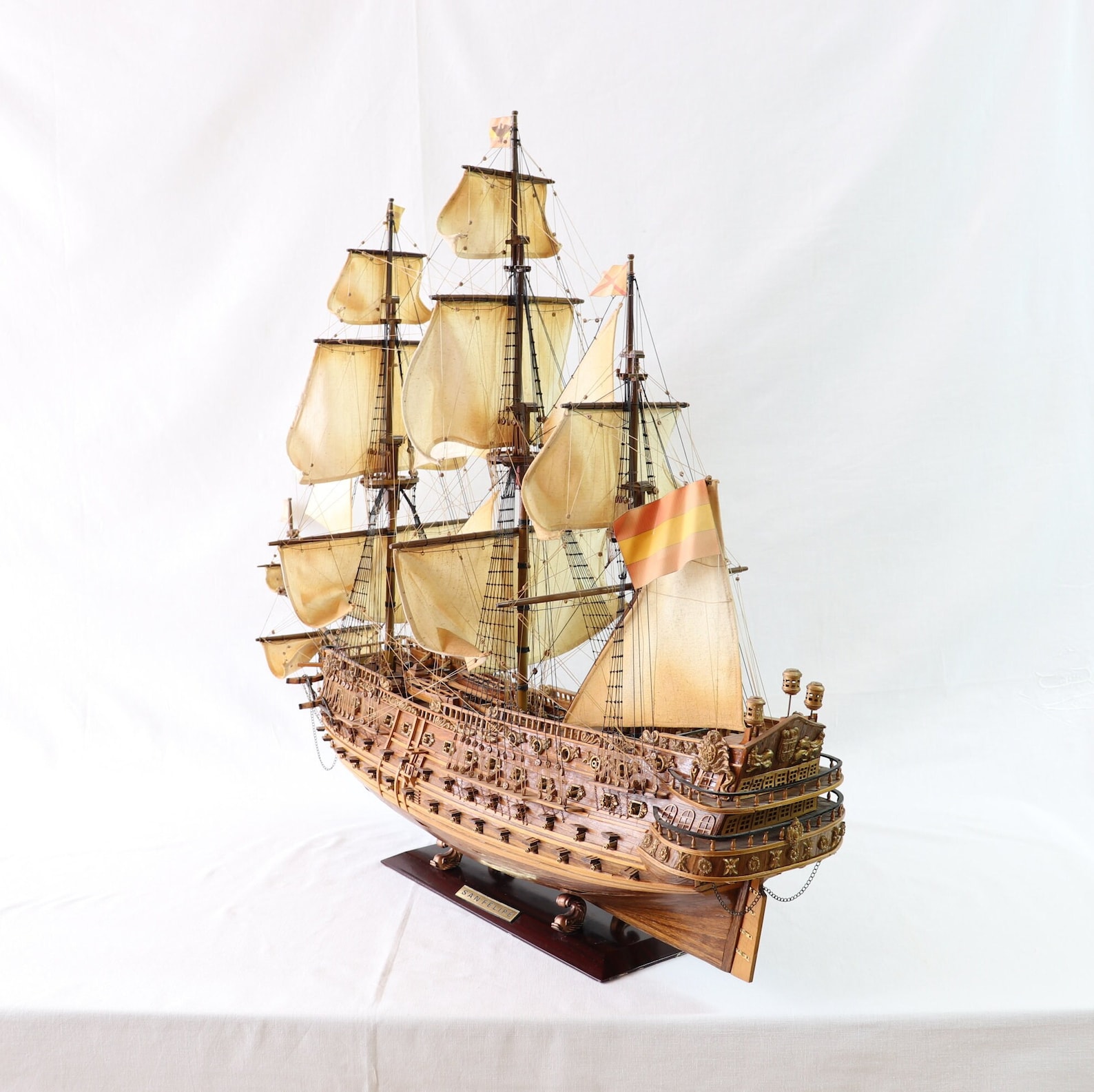 San Felipe Ship Model, Wooden Ship Model, Handmade Ship Model, Antique ...