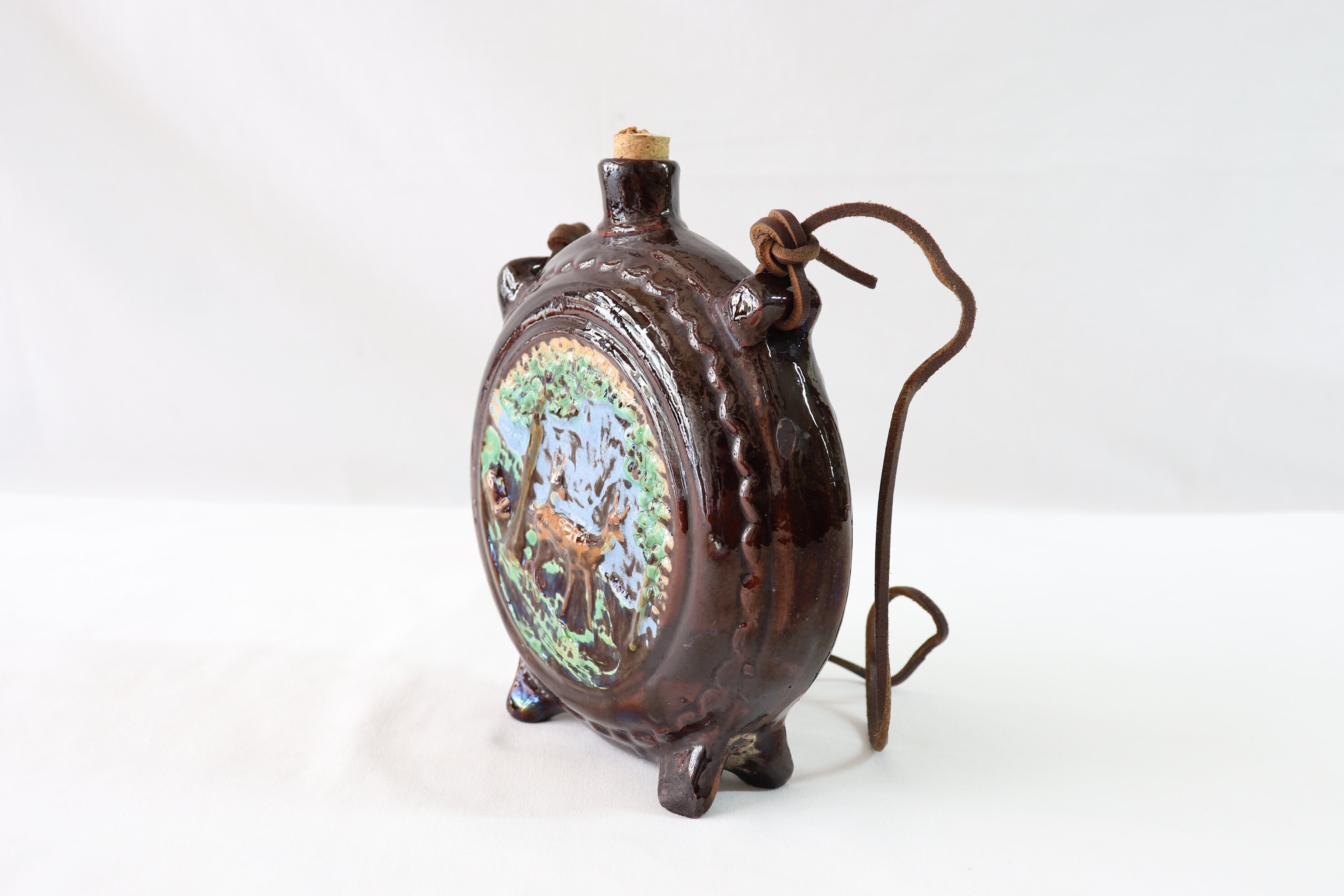Antique Ceramic Flask, Hand Painted Flask, Decorative Flask, Hungarian ...