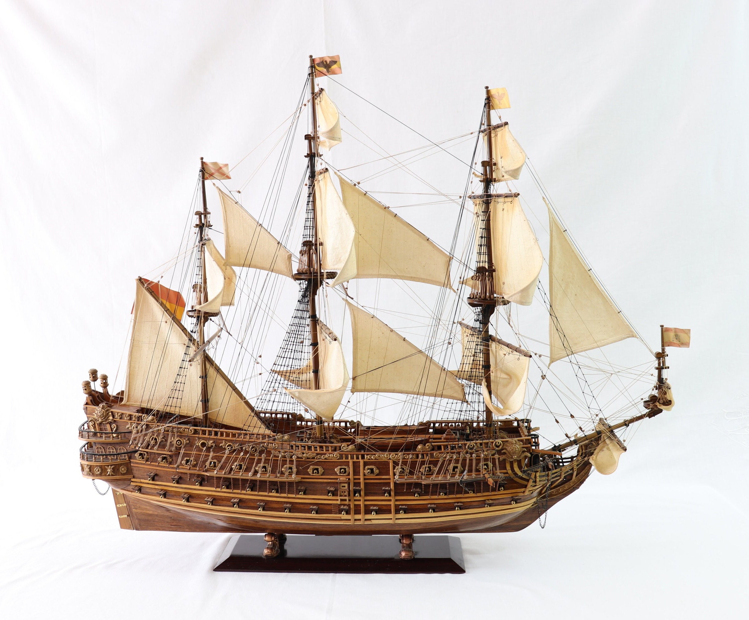 San Felipe Ship Model, Wooden Ship Model, Handmade Ship Model, Antique ...